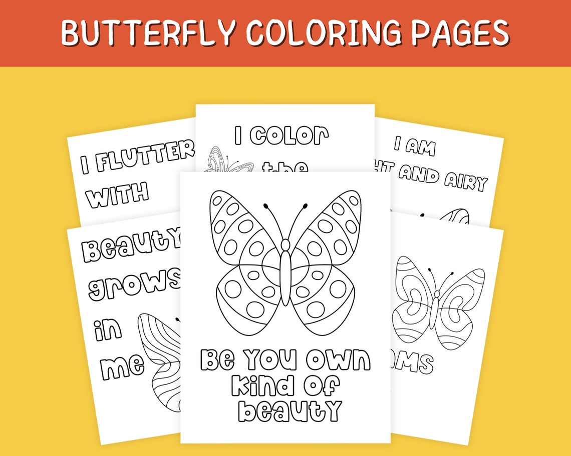 Butterfly Coloring Page for Kid Positive Coloring Page Kid Affirmation ...