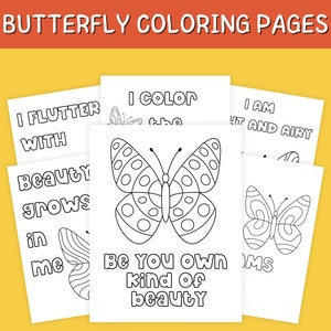Butterfly Coloring Page for Kid Positive Coloring Page Kid Affirmation ...