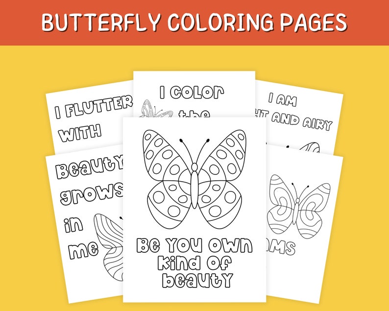 Butterfly Coloring Page for Kid Positive Coloring Page Kid Affirmation ...
