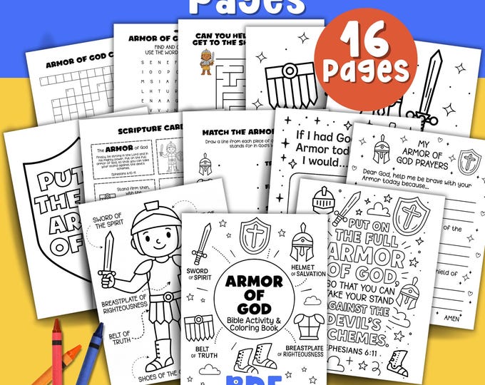 Armor of God Coloring Pages: Sunday School Bible Printables (PDF) - Etsy