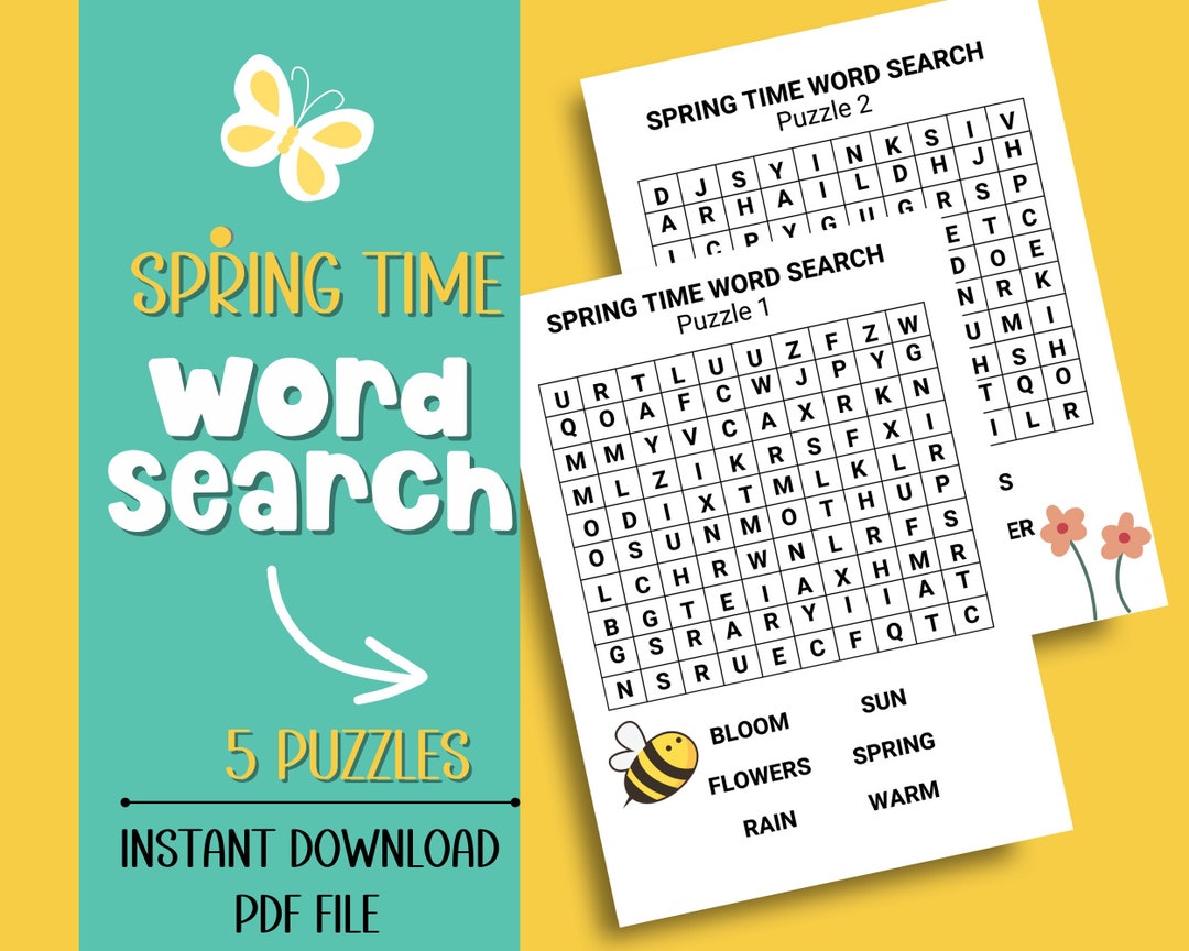 Spring Word Search Puzzle for Kid Spring Homeschooling Word Puzzle ...