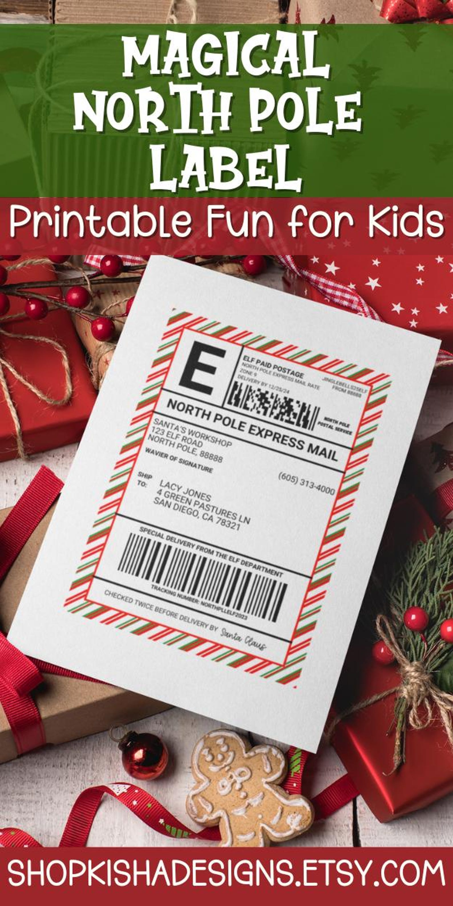 North Pole Express Santa Label Elf Arrival Gift From Santa Express Fun ...