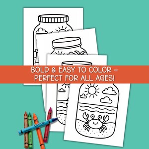 Jar Coloring Beach Theme Summer Fun Activity Toddler Coloring Printable ...
