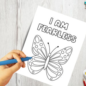 Butterfly Coloring Page for Kid Positive Coloring Page Kid Affirmation ...