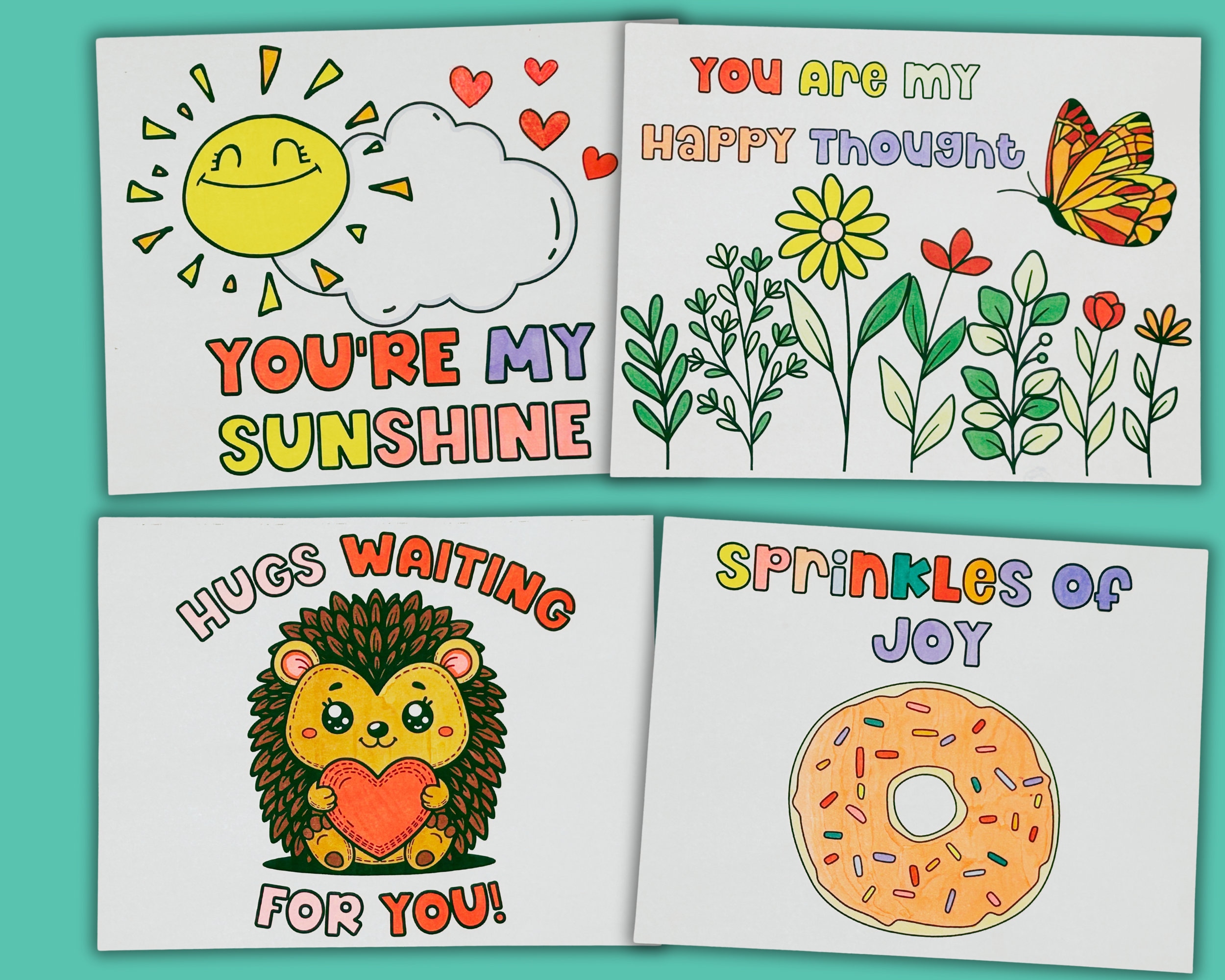 Thinking of You Coloring Pages Printable Kid Notecard Pack for Happy ...