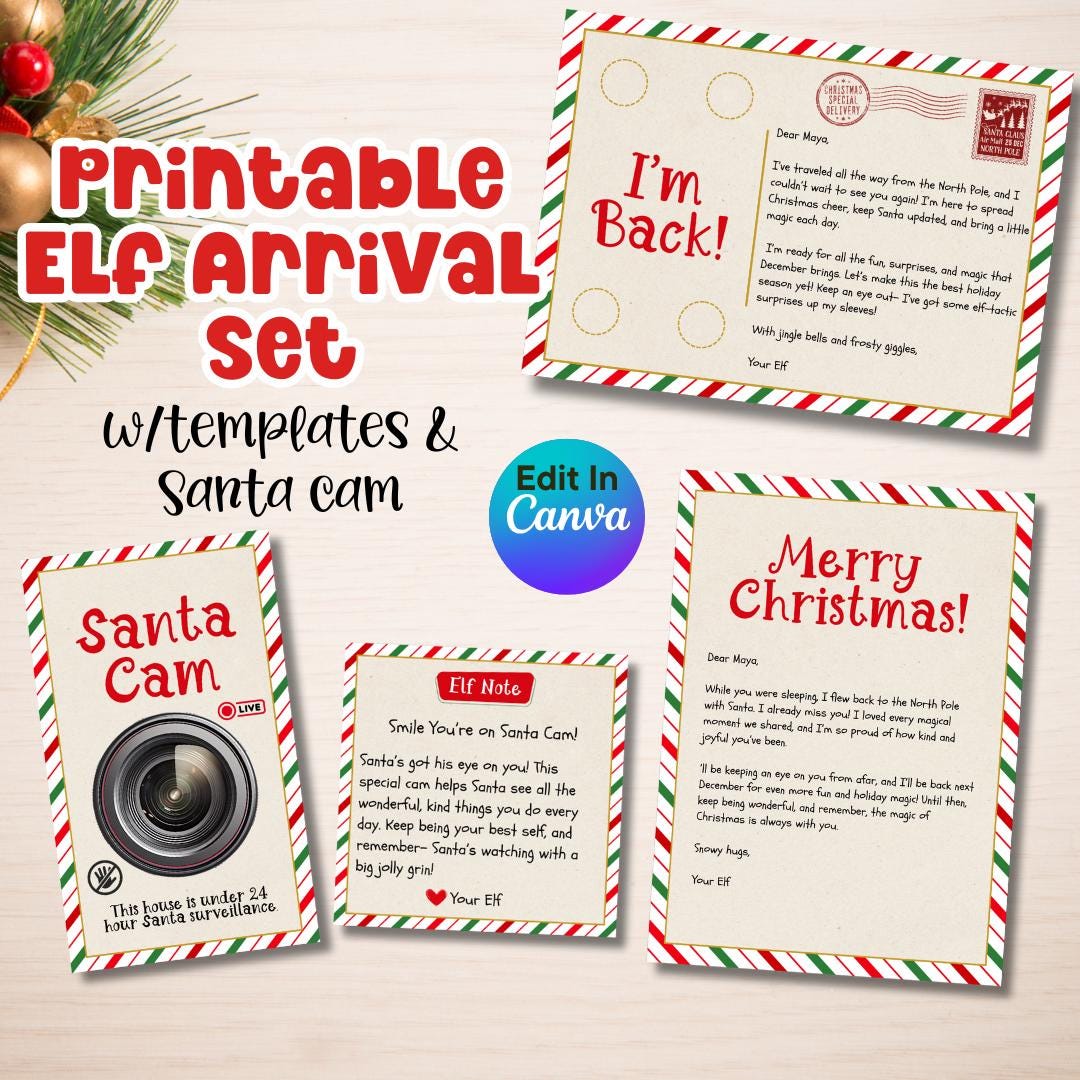 Christmas Elf Arrival Letter Template: Printable Santa Cam & Goodbye ...