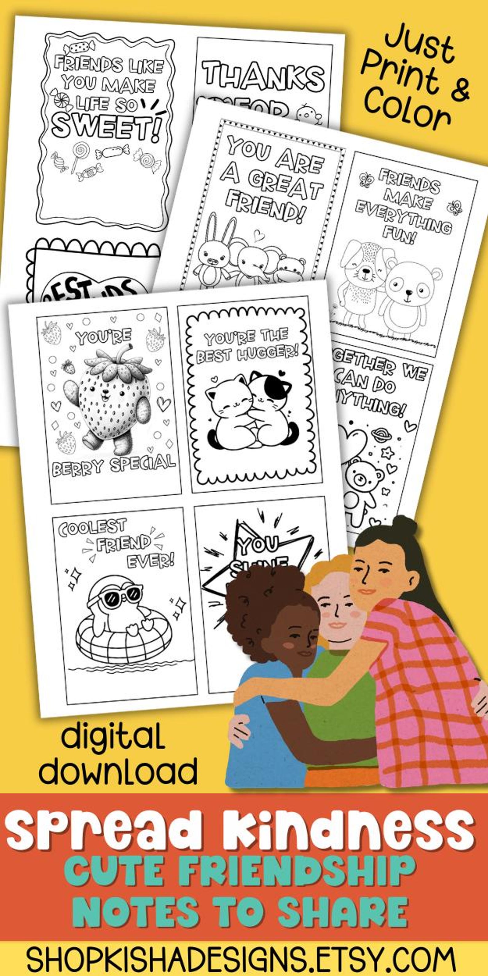 Spread Kindness Printable Coloring Card Page Kindness Activity Coloring ...