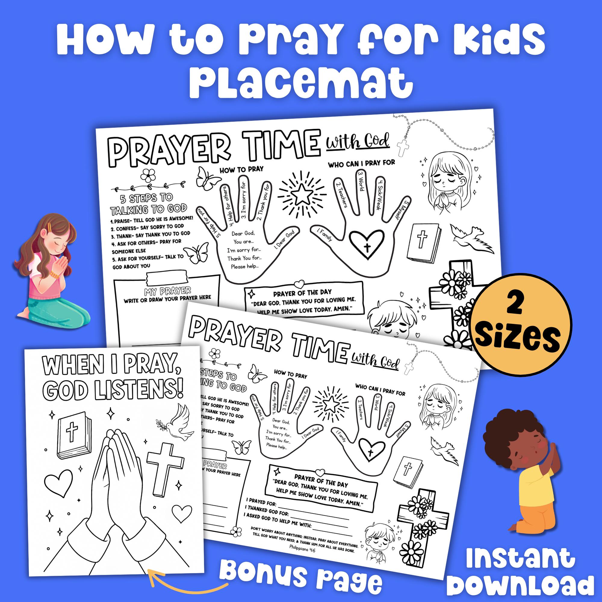 Prayer Mat Printable | Kid Bible Activity | 5 Finger Prayer | Sunday ...