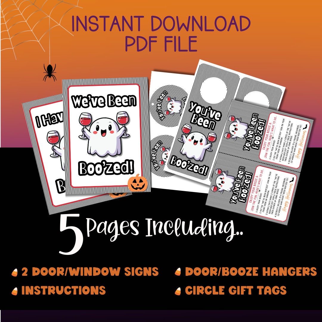 You've Been Boozed Halloween Printable Gift Exchange Game Wine Bottle ...