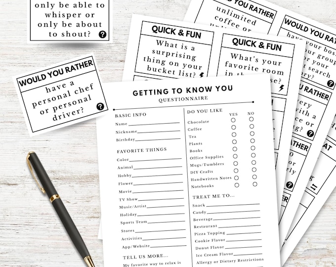 Get to Know You Questions| Fun Icebreaker Survey | Coworker About Me ...