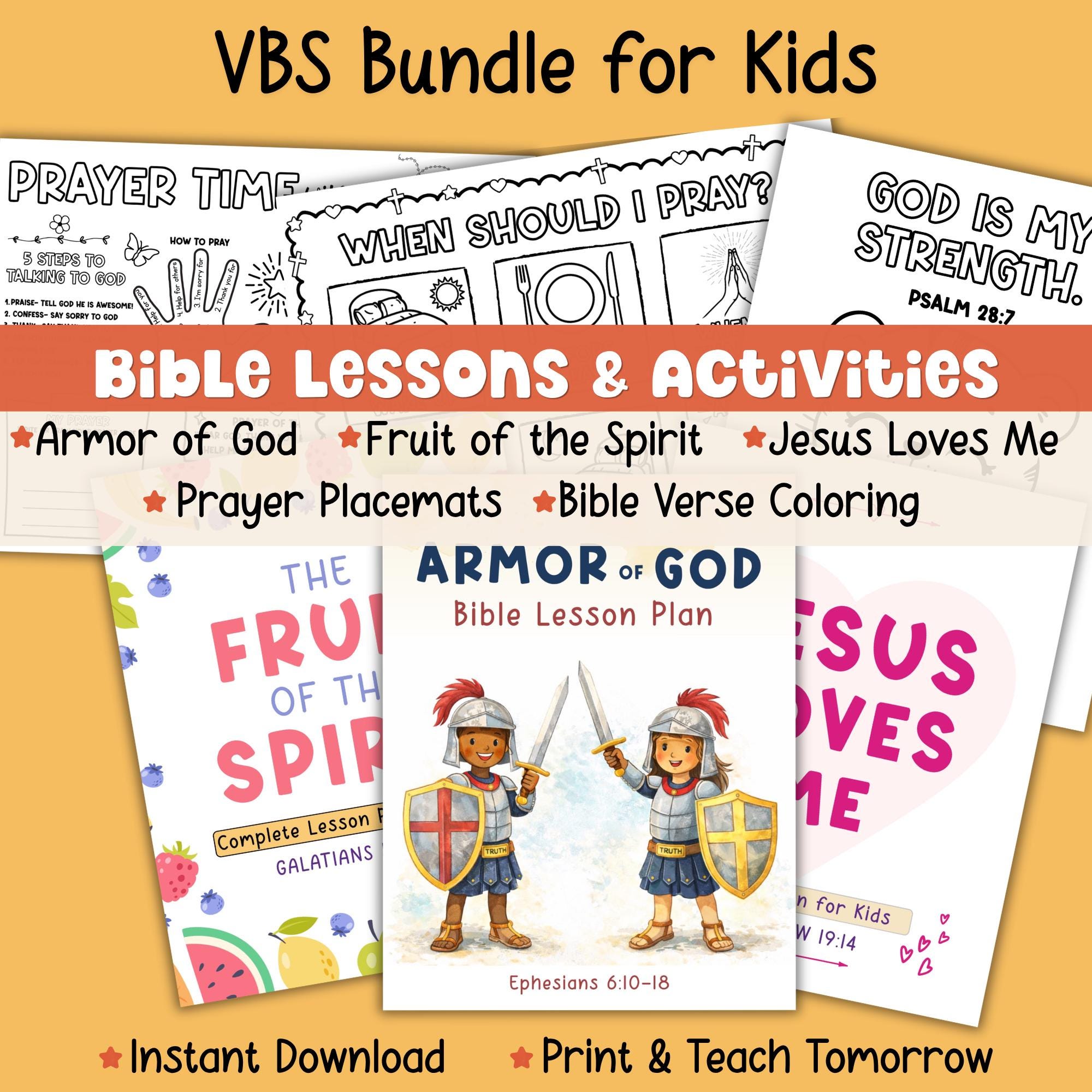 VBS Kids Activity Bundle | Armor of God | Fruit of the Spirit | Prayer ...