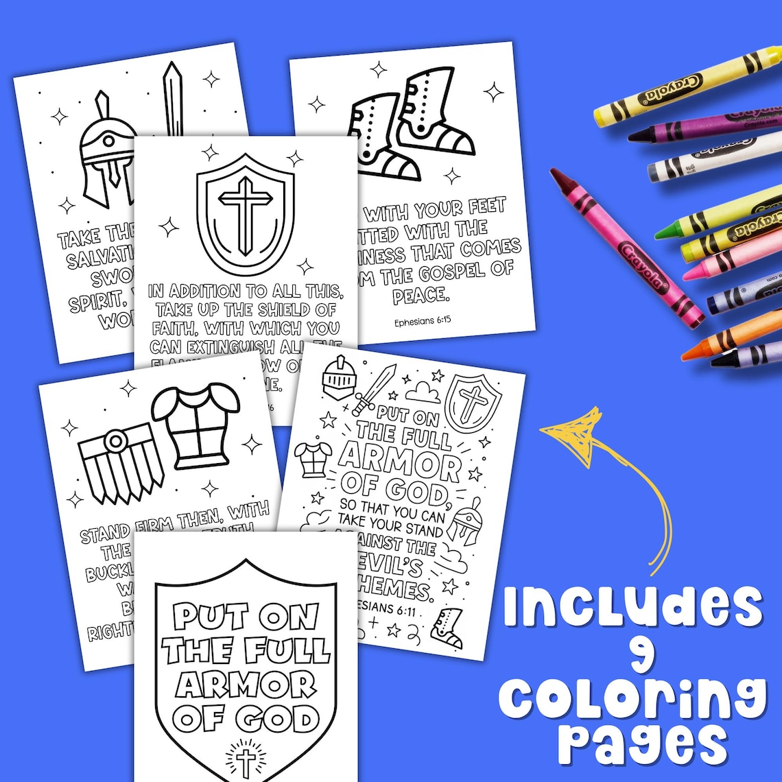 Armor of God Printable Kid Bible Verse Coloring Sheet Bible Scripture ...