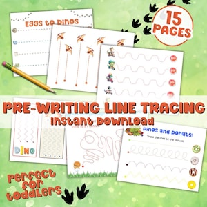 Preschool Line Tracing Handwriting Practice Dinosaur Theme Prewriting ...