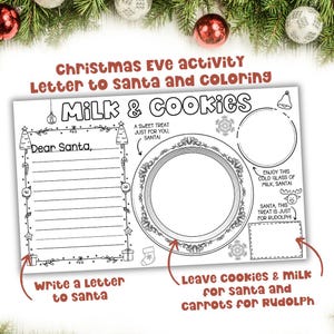 Dear Santa Cookie Tray Christmas Coloring Kid Activity Placemat ...