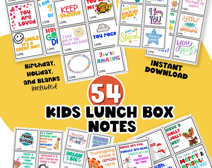 Lunch Box Notes for Kids 60 Cute Inspirational and Motivational ...