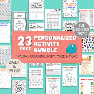Cute Monster Printable Busy Book Activity Bundle Preschool Worksheet ...