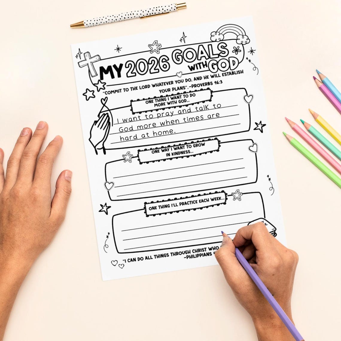 Christian New Year Faith Printable Bundle Kid Bible Tracker Goal ...