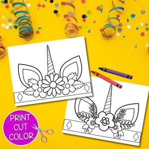 Unicorn Birthday Party Crown Unicorn Activity Coloring Birthday ...