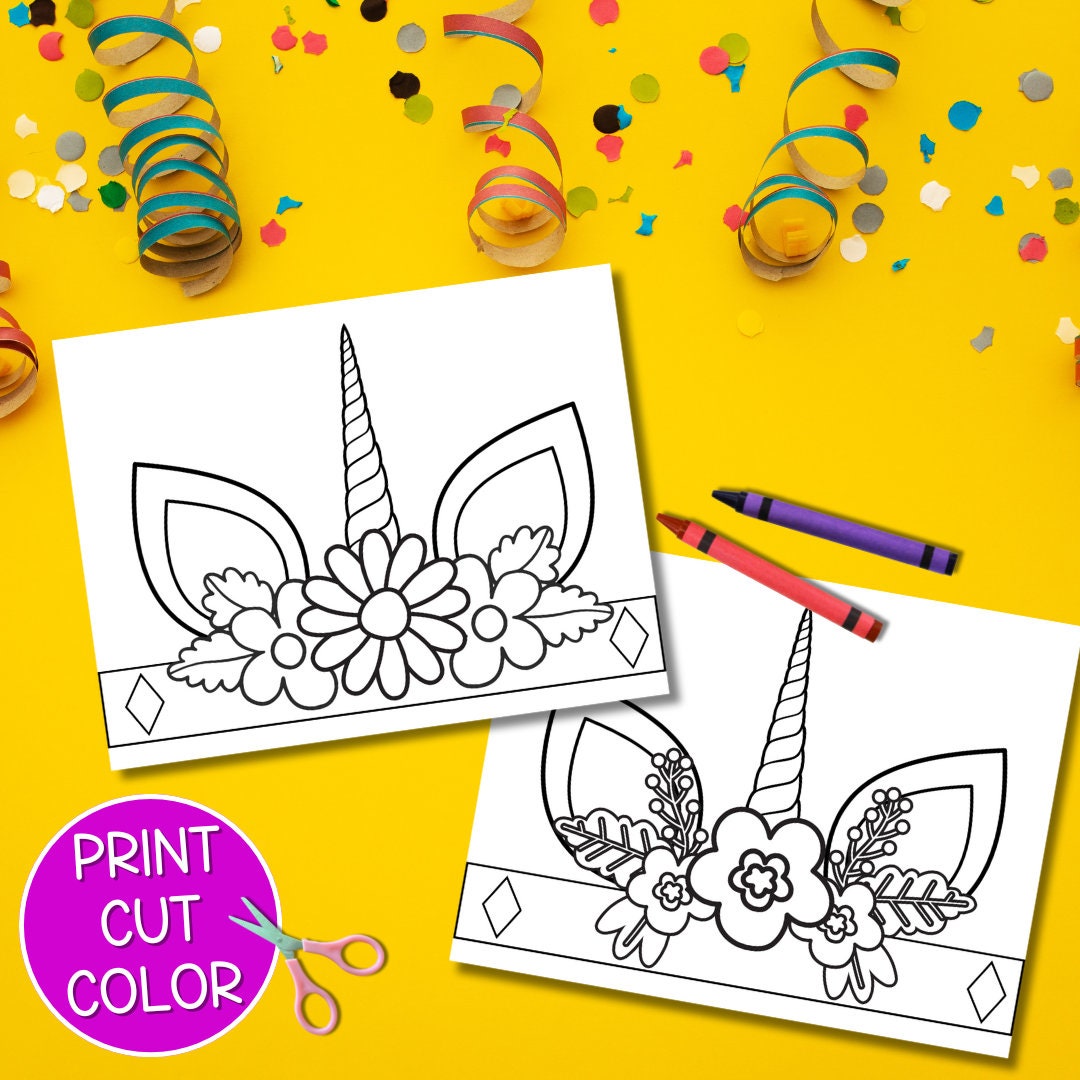 Unicorn Birthday Party Crown Unicorn Activity Coloring Birthday ...