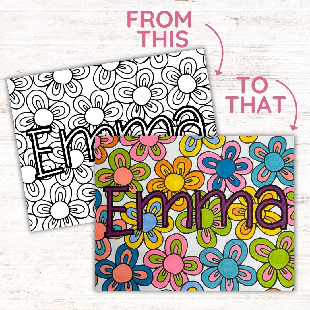 Printable Custom Coloring Page for Girl Bedroom Sign Daisy Name Sign ...