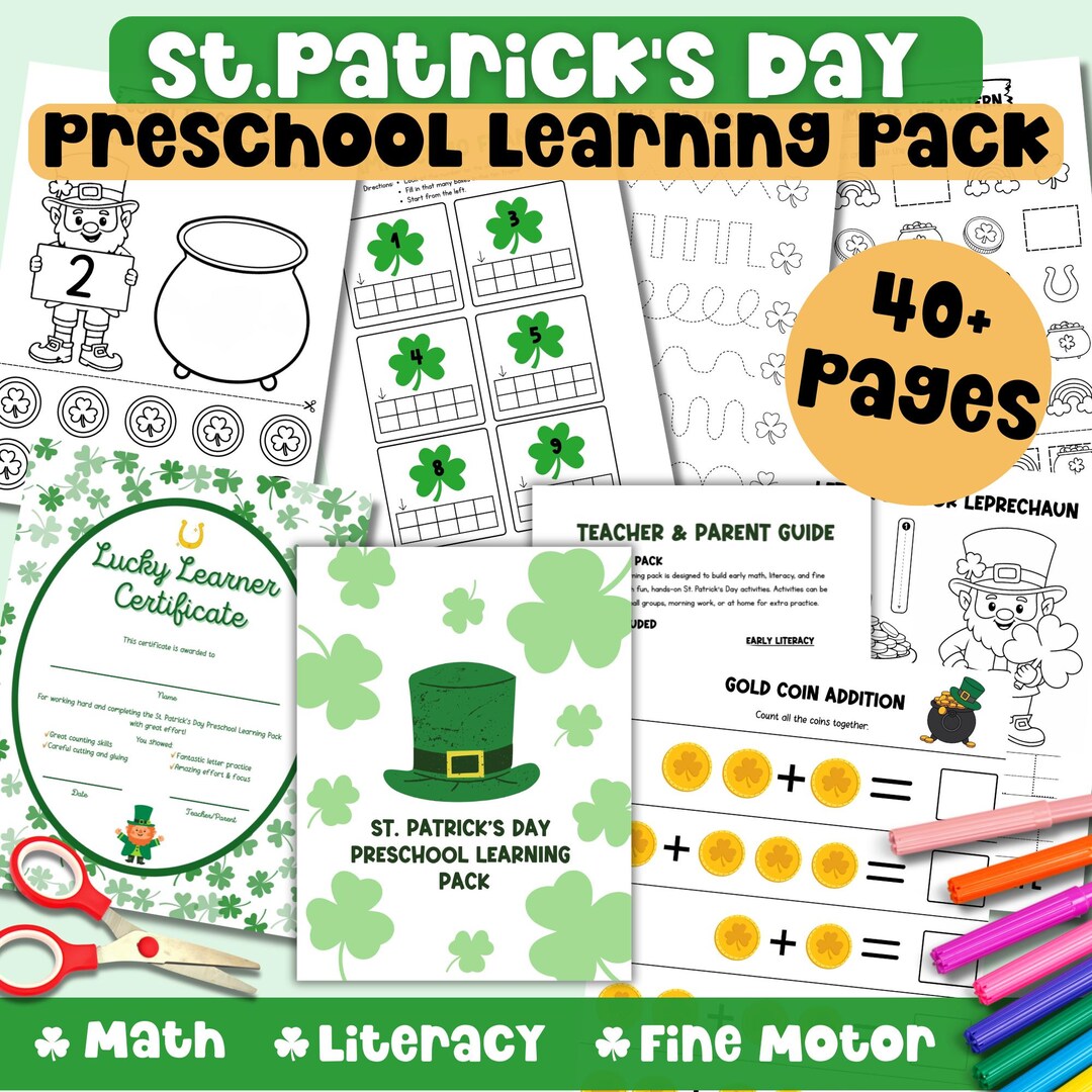 St Patricks Day Preschool Activities Math Worksheets Tracing Counting ...