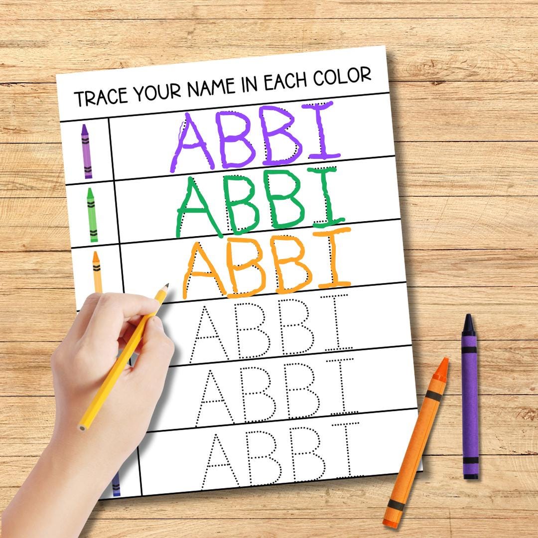 Name Writing Tracing Preschool Worksheet Handwriting Practice Toddler ...