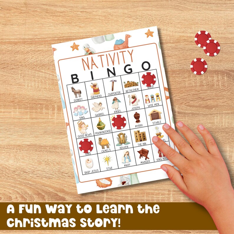 Nativity Printable Bible Bingo Christmas Activity Family Game Night ...