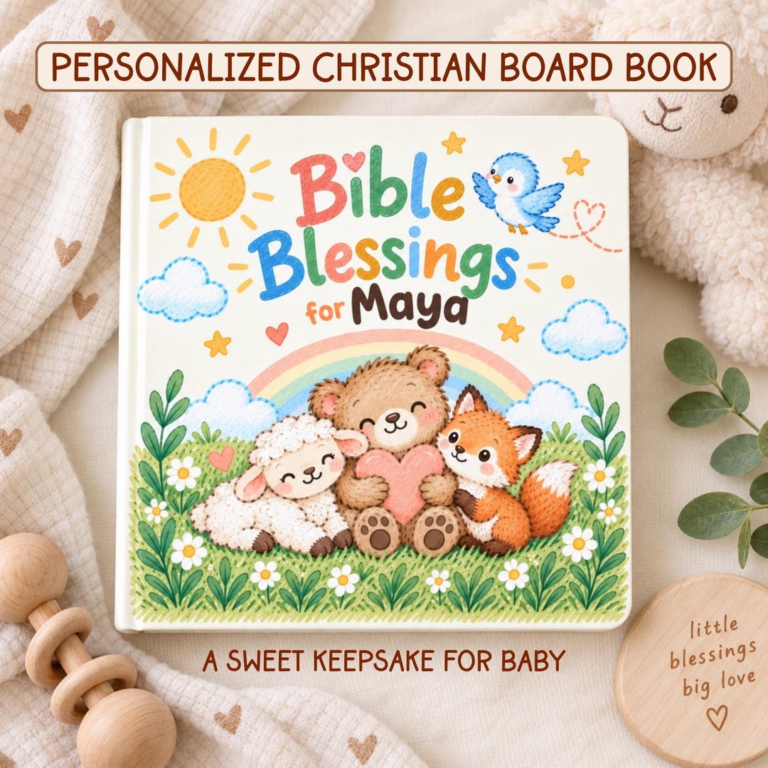 Personalized Christian Baby Book, Custom Name Storybook, Baby Board ...