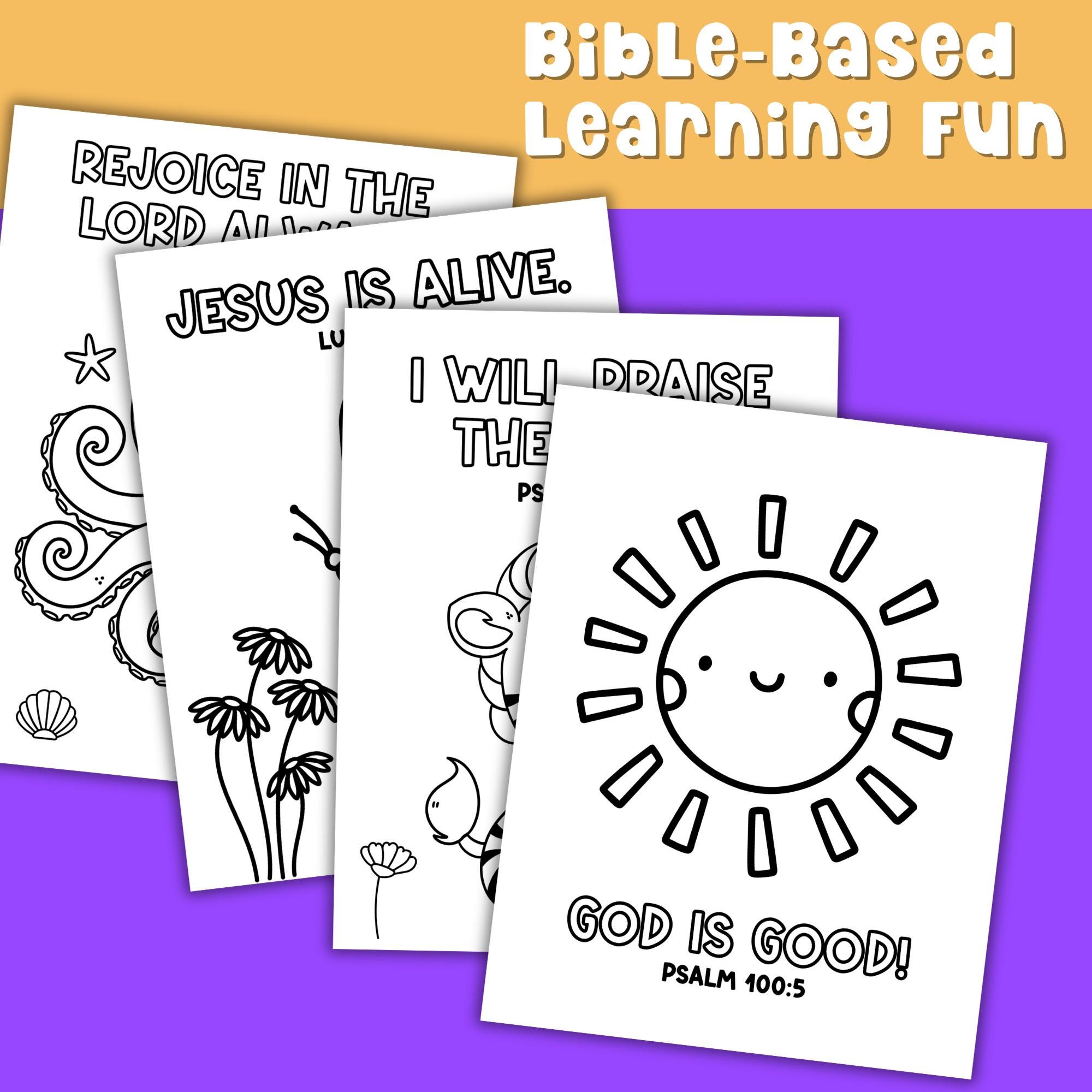 Bible Verse Coloring Kid Christian Sunday School Activity Sheet ...