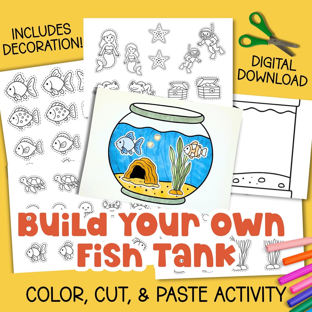 Cut and Paste Fish Bowl Toddler Busy Activity Printable Build a Fish ...