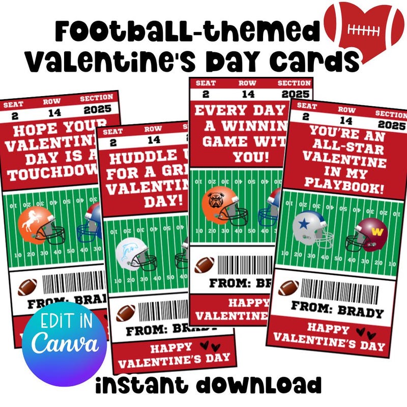 Football Valentine - Etsy