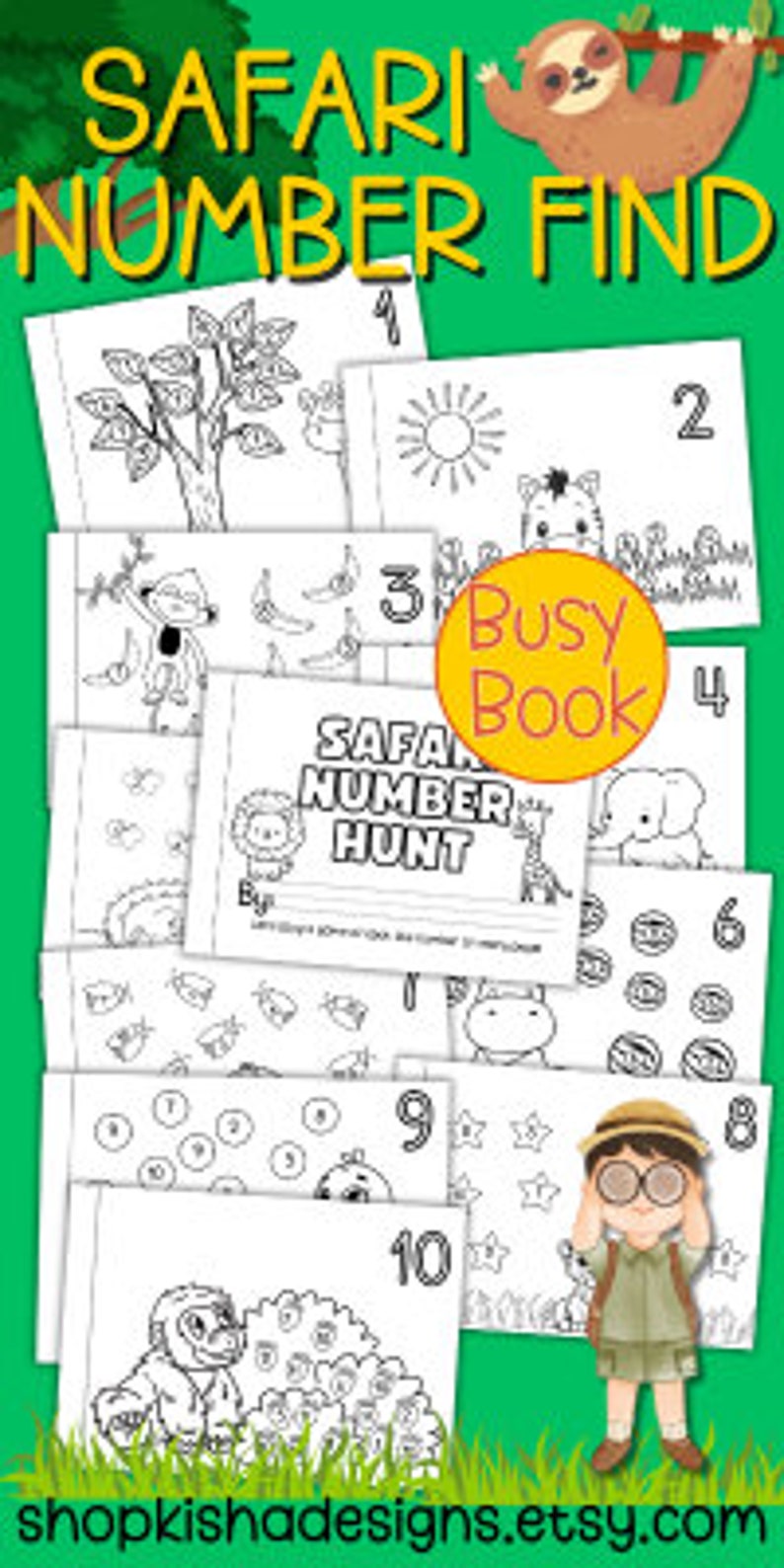 Animal Number Counting Preschool Worksheet Math Activity Number Tracing ...