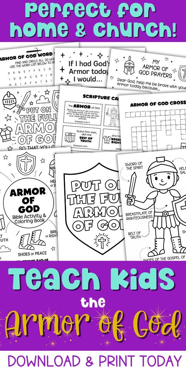 Armor of God Printable Kid Bible Verse Coloring Sheet Bible Scripture ...