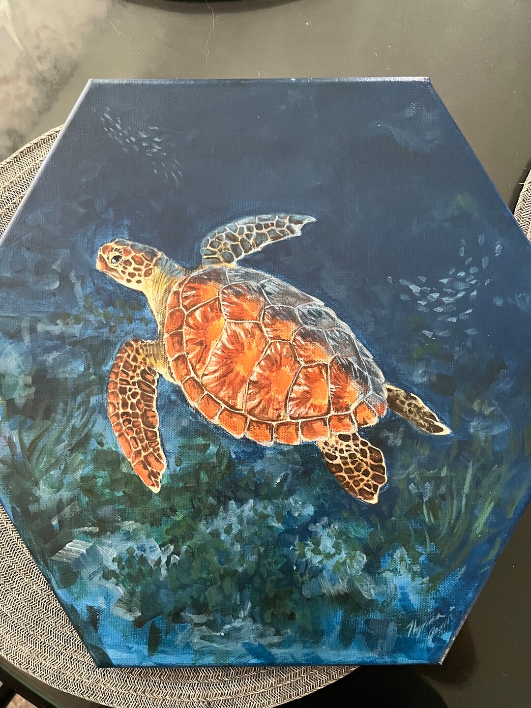 12x12 Acrylic Sea Turtle Painting - Etsy