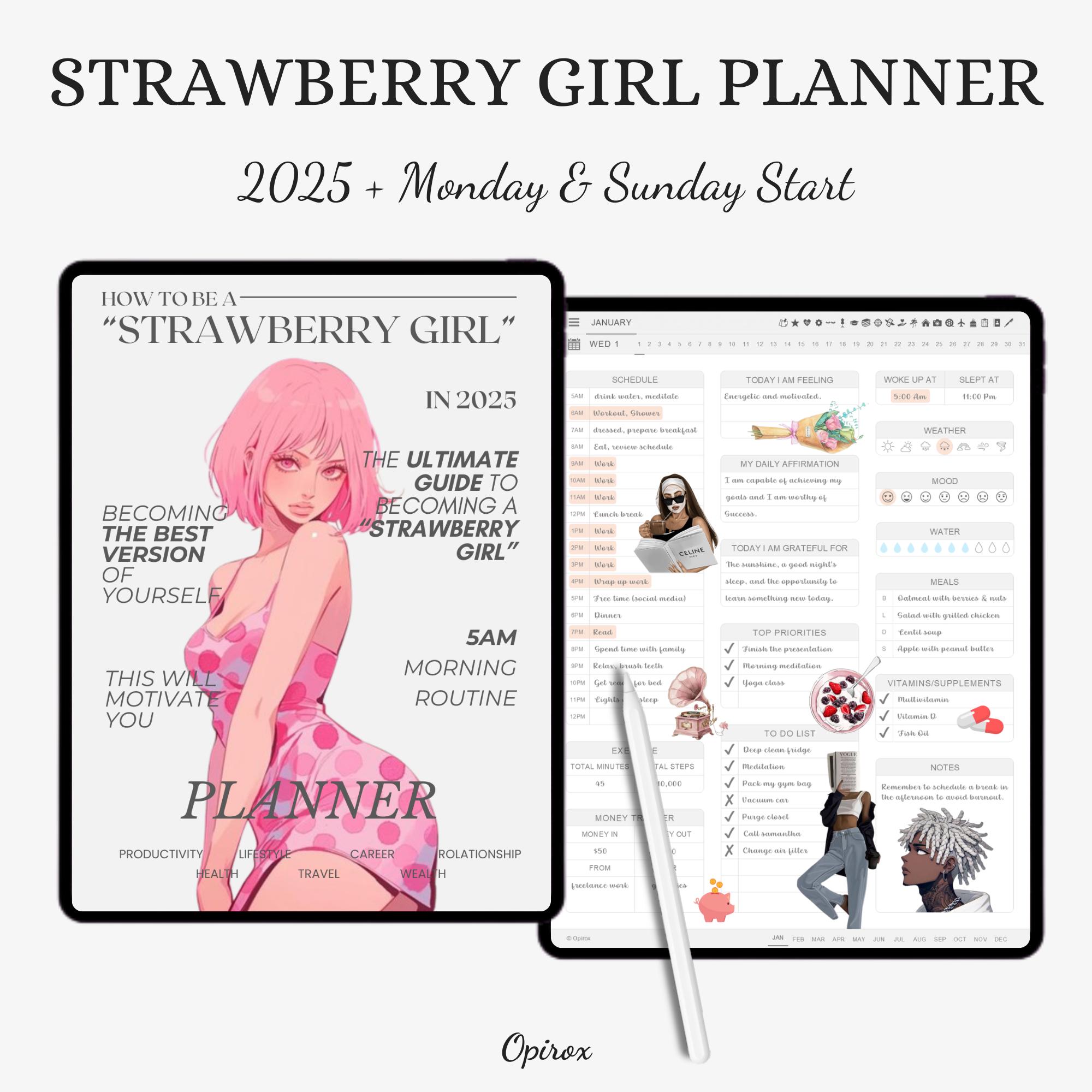 STRAWBERRY GIRL Planner 2025 Digital Planner Goodnotes Planner Self ...