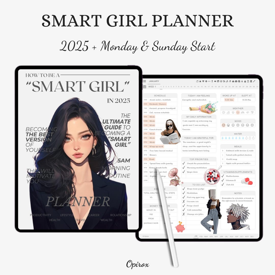 SMART GIRL Planner 2025 Digital Planner Goodnotes Planner Self Care ...