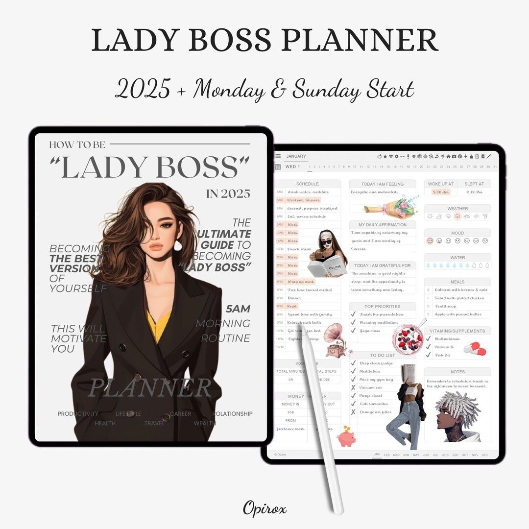 LADY BOSS Planner | 2025 Digital Planner | Goodnotes Planner | Self ...