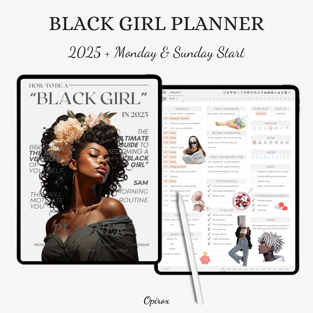 BLACK GIRL Planner 2025 Digital Planner Goodnotes Planner Black Woman ...