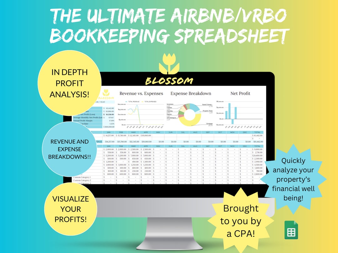 Airbnb Template Excel Bookkeeping Template Airbnb Spreadsheet ...