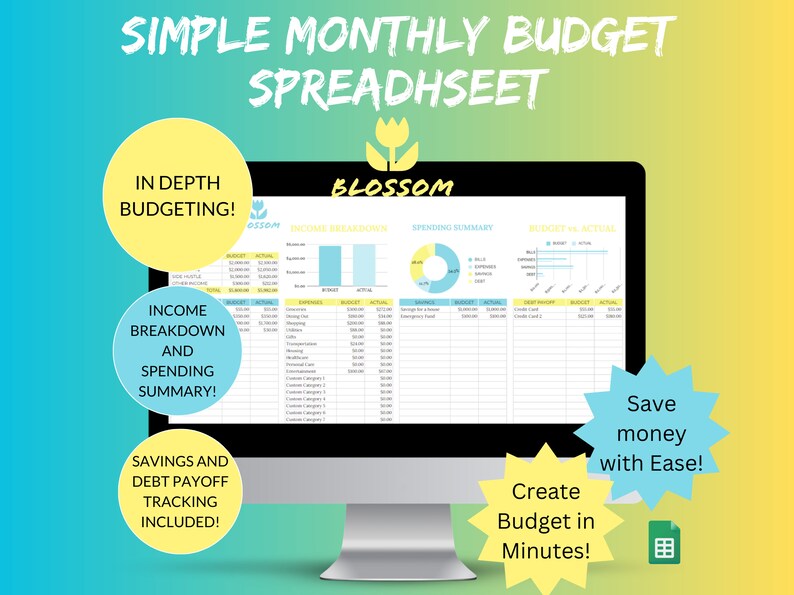 Monthly Budget Spreadsheet Google Sheets Budget Excel Paycheck Budget ...