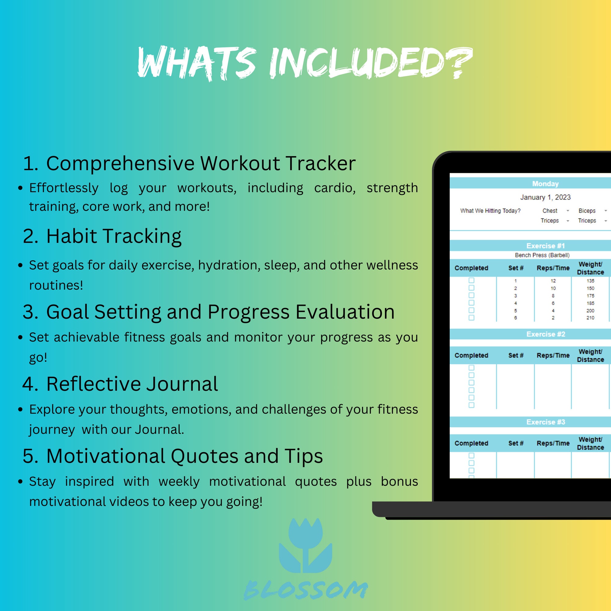 Workout Planner Workout Tracker Digital Planner Fitness Planner Workout ...