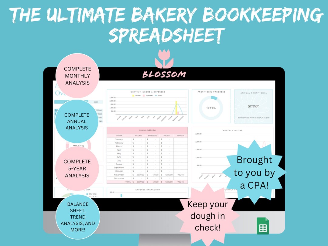 Bakery Bookkeeping Templates Small Business Bookkeeping Google Sheet - Etsy