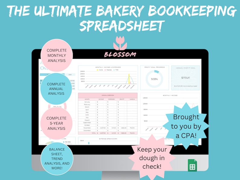 Bakery Bookkeeping Templates Small Business Bookkeeping Google Sheet - Etsy