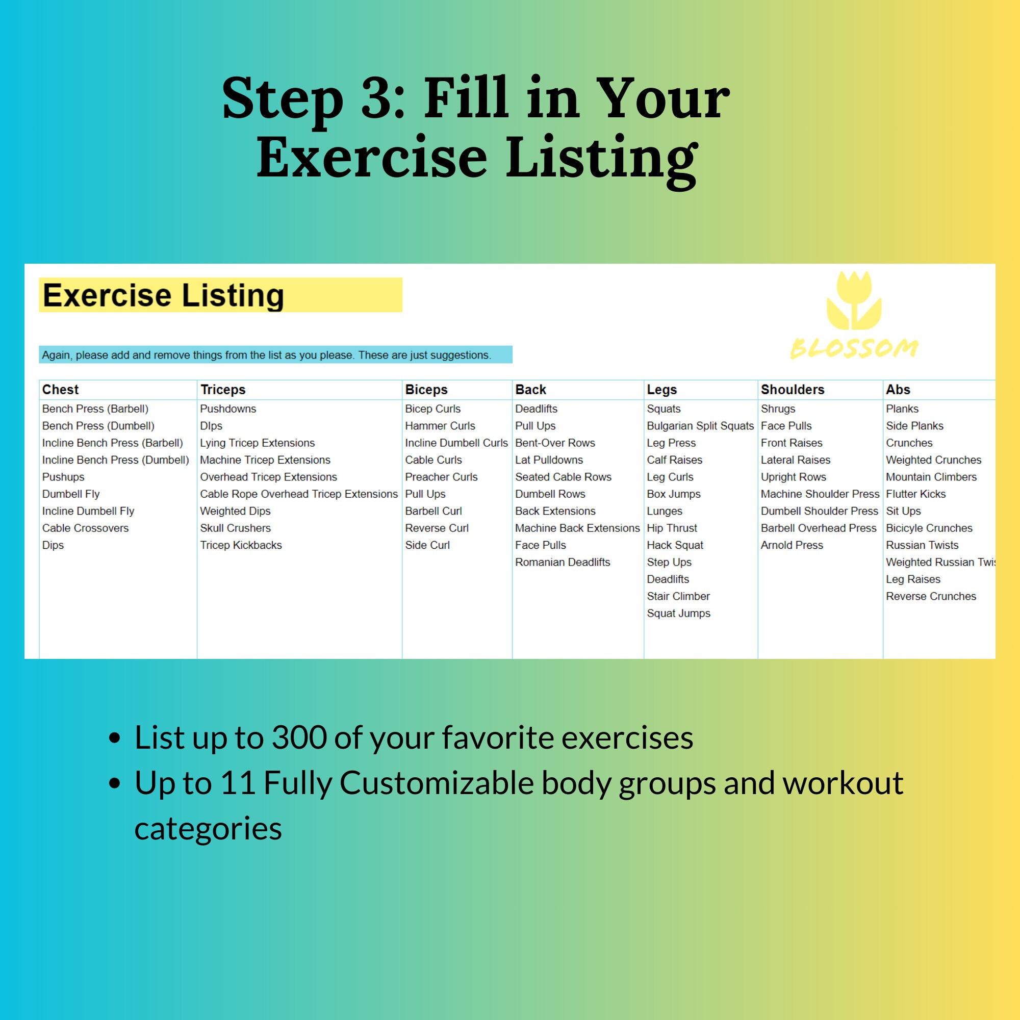 Workout Tracker Spreadsheet Workout Planner Google Sheets - Etsy