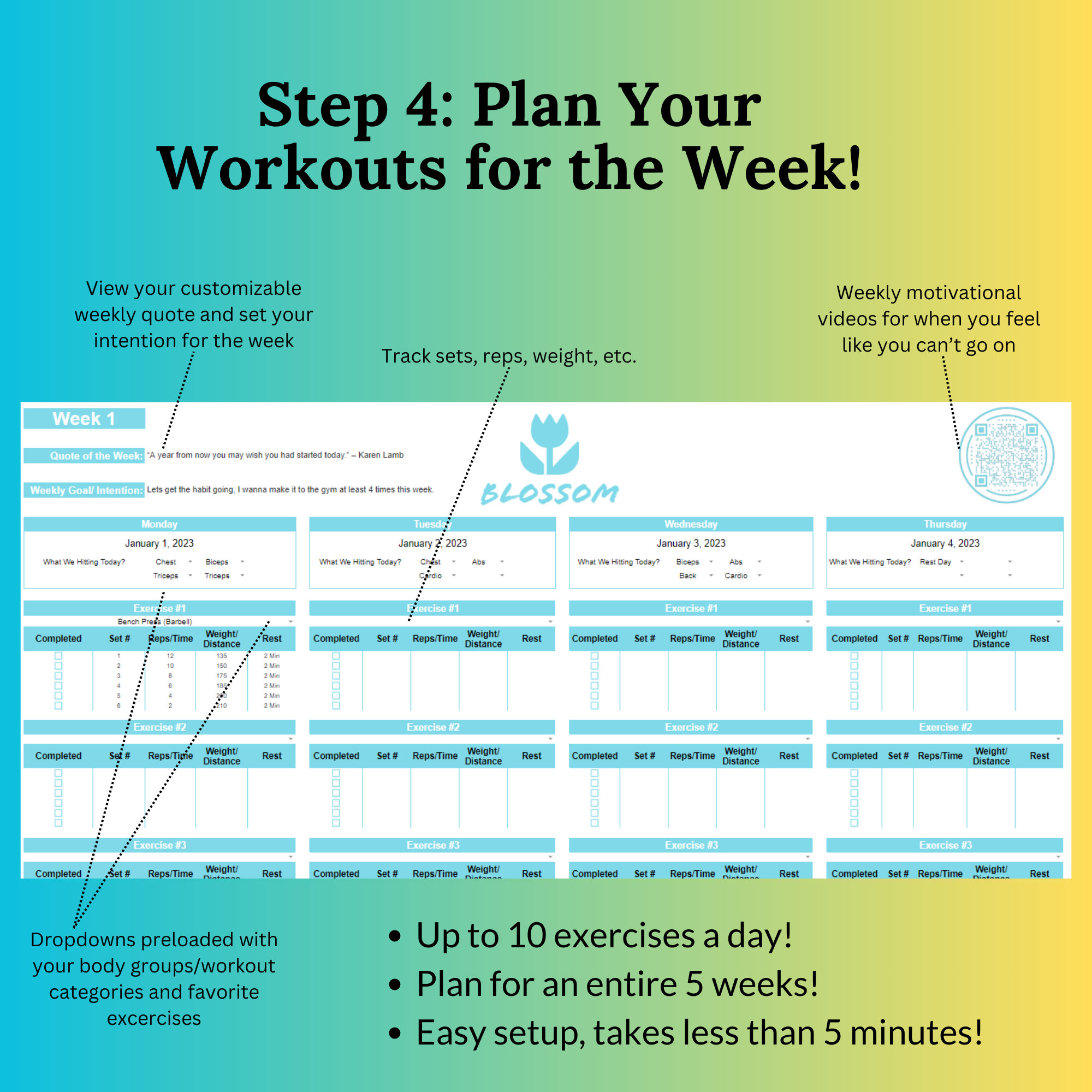 Workout Tracker Spreadsheet Workout Planner Google Sheets - Etsy