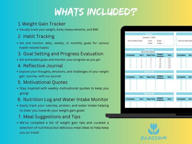 Weight Gain Tracker Digital Download Weight Loss Journal Planner Habit ...