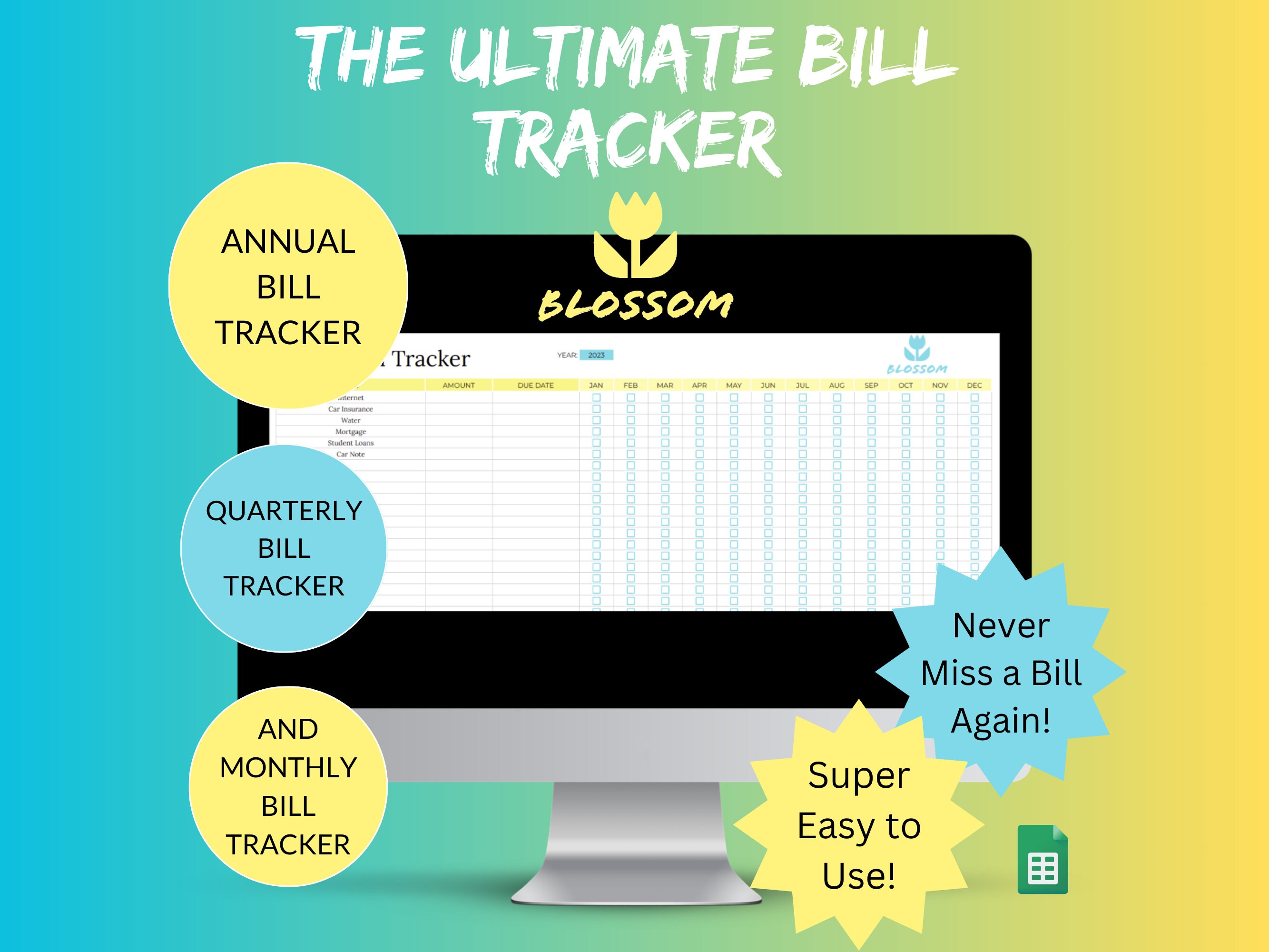 Bill Tracker Spreadsheet Finance Tracker Bill Log Google Sheets ...