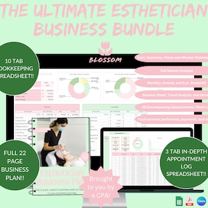 Esthetician Buisness Plan, Esthetician Bookkeeping Template ...