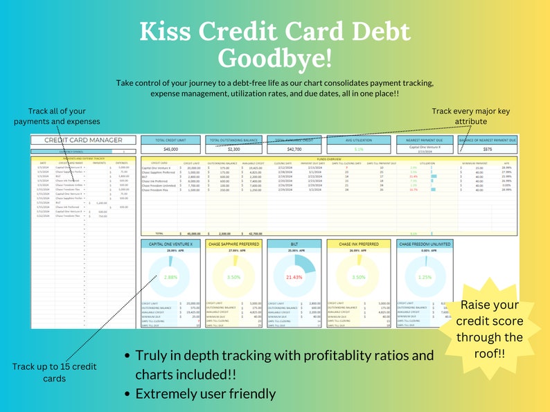 Credit Card Tracker Credit Card Payoff Credit Repair Template Debt ...