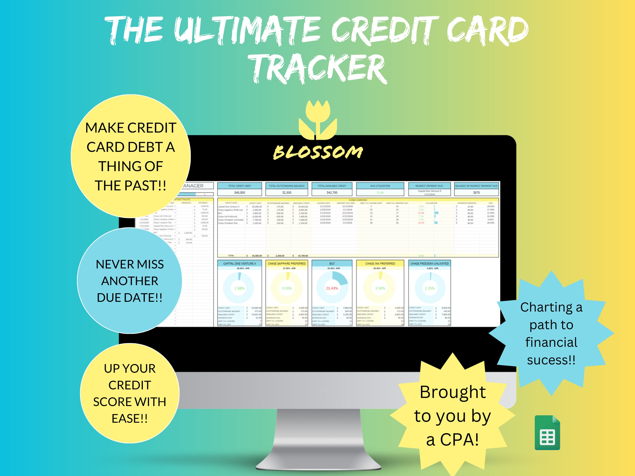 Credit Card Tracker Credit Card Payoff Credit Repair Template Debt ...